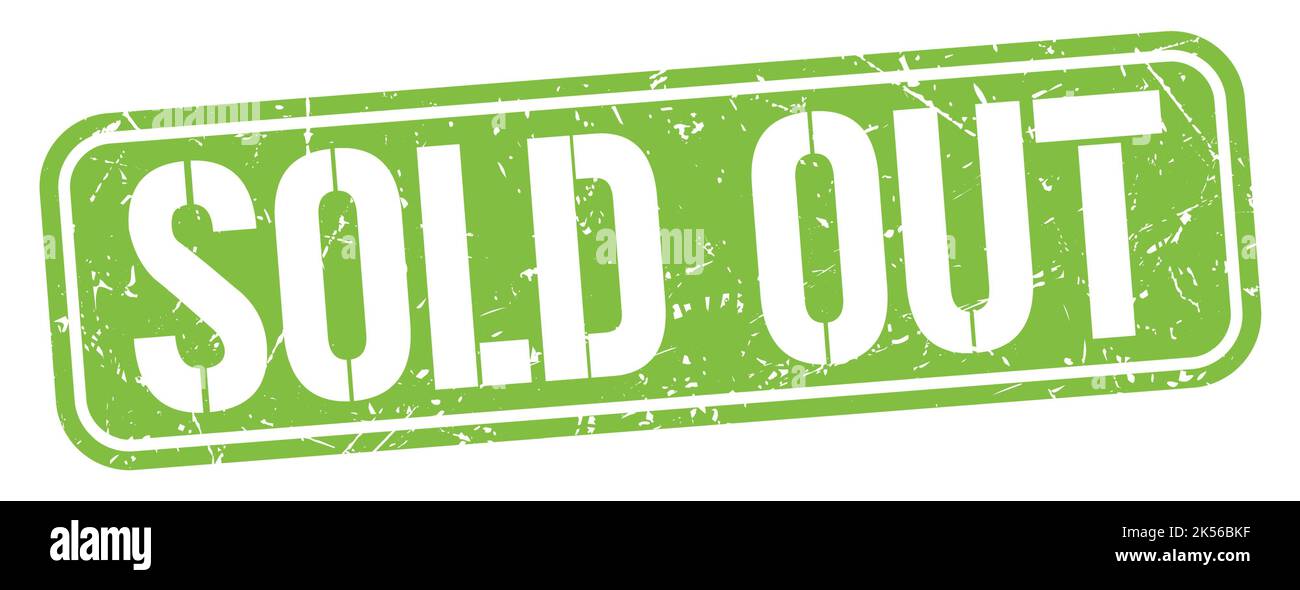 SOLD OUT text written on green grungy stamp sign Stock Photo - Alamy