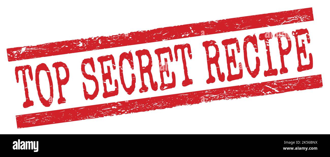 TOP SECRET RECIPE text written on red grungy lines stamp sign Stock ...