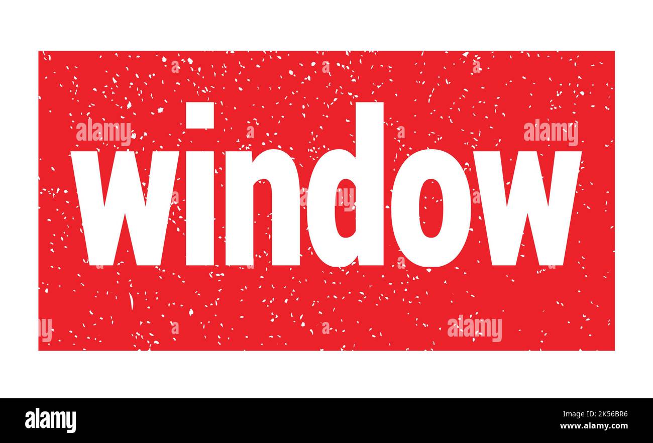 window text written on red grungy stamp sign Stock Photo - Alamy