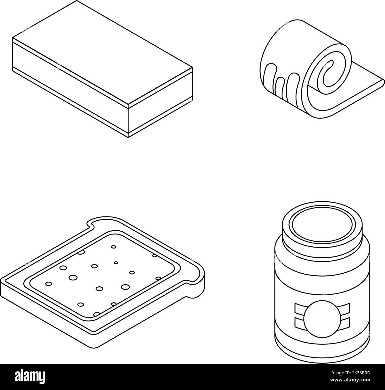 Butter icons set. Isometric set of butter vector icons outline isolated ...