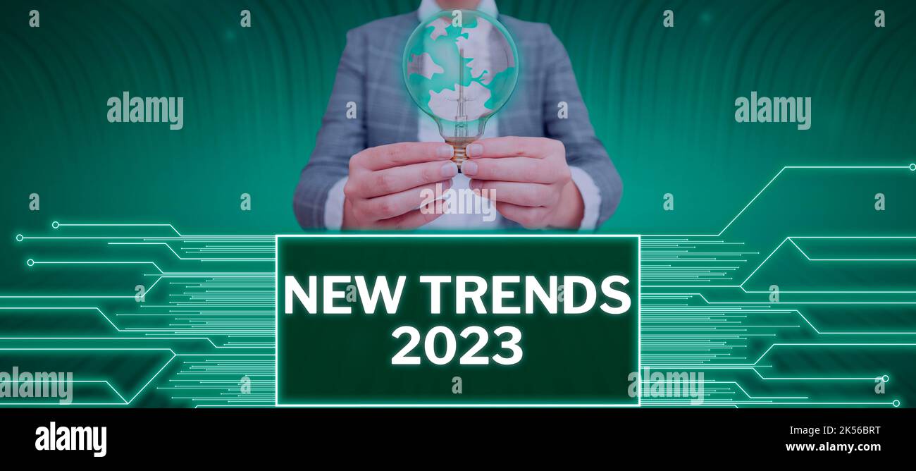 Text caption presenting New Trends 2023, Business concept general ... Text caption presenting New Trends 2023, Business concept general ...