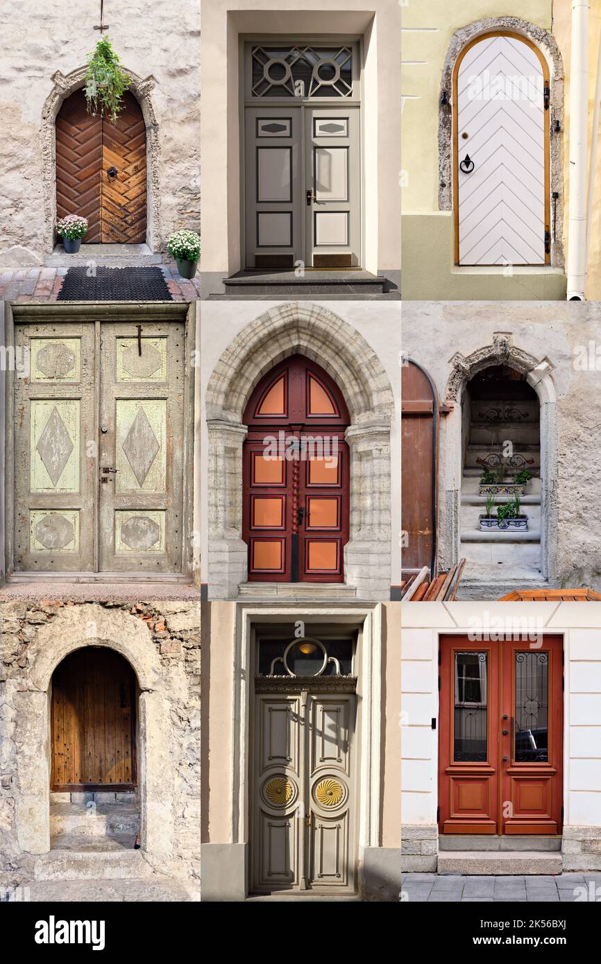 Set of historic wooden doors Of Tallinn, Estonia, Eastern Europe Stock ...