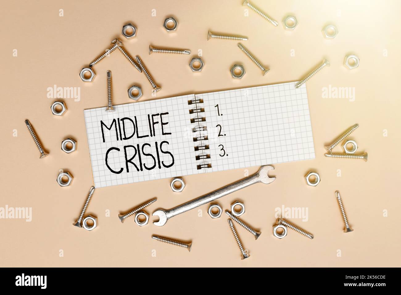 Text showing inspiration Midlife Crisis, Word Written on Software ...