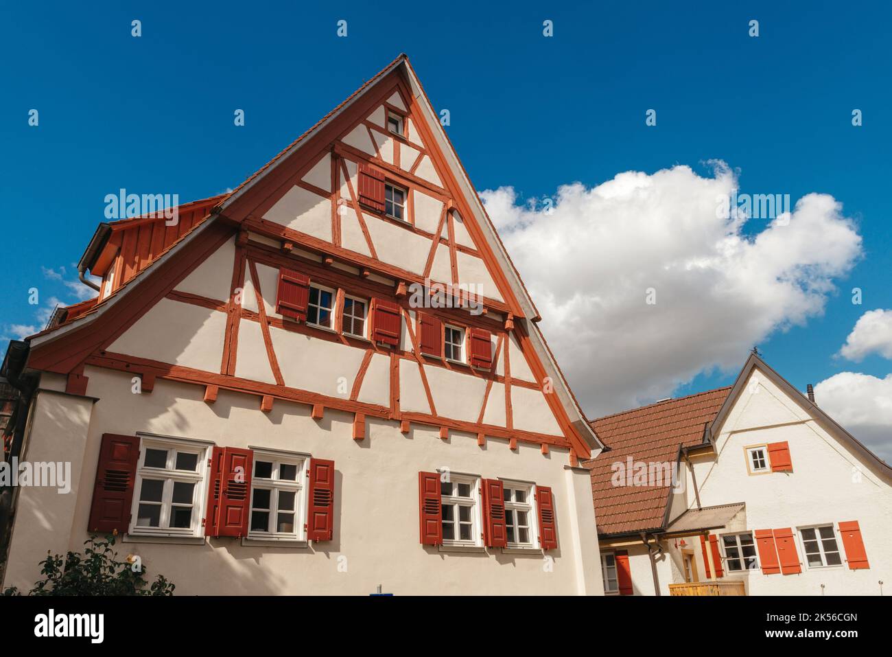 Traditional small house with beautiful outdoor decor facade in Germany ...