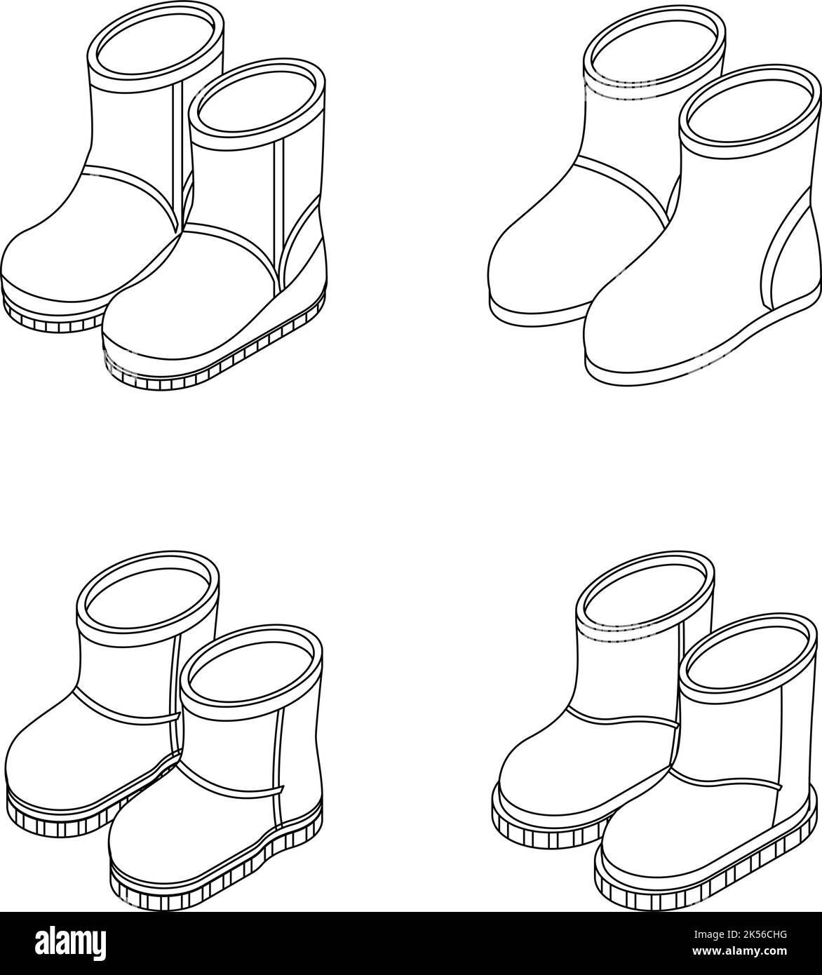 Boots icons set. Isometric set of winter boots vector icons outline ...