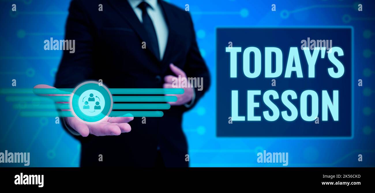 Text caption presenting Today'S Lesson, Business idea ask assigned for ...
