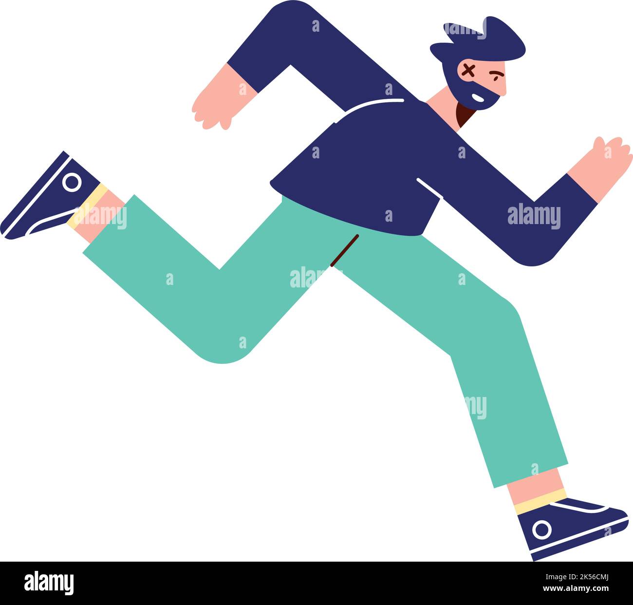 bearded young man running character Stock Vector Image & Art - Alamy