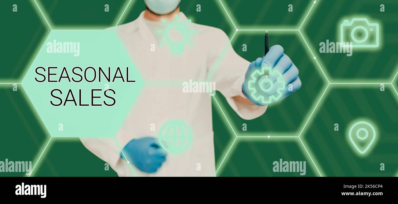 Conceptual caption Seasonal Sales, Business showcase Discount which is ...