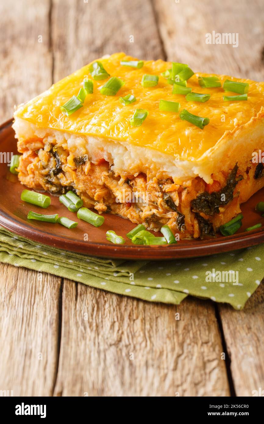 Brazilian Style Shepherd's Pie Escondidinho de Frango closeup in the ...