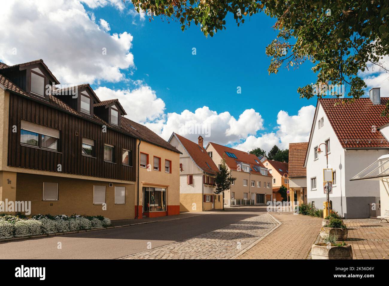 Traditional small house with beautiful outdoor decor facade in Germany ...