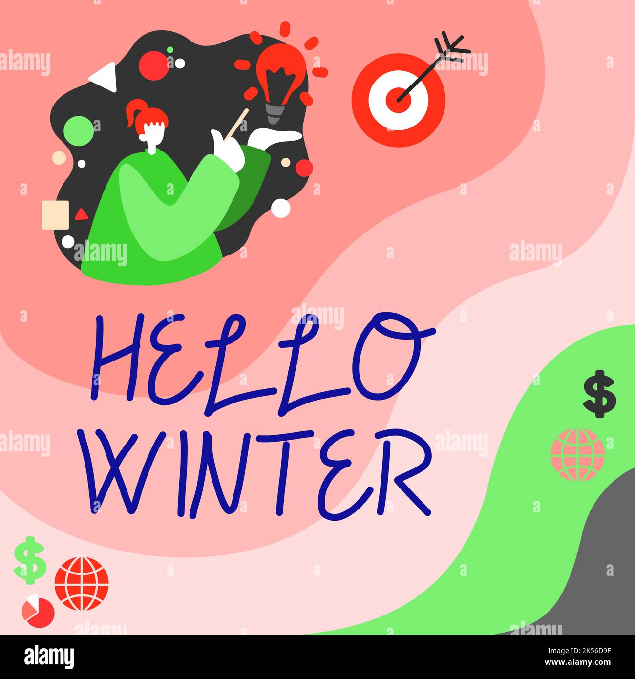 Conceptual caption Hello Winter, Word Written on coldest season of the ...