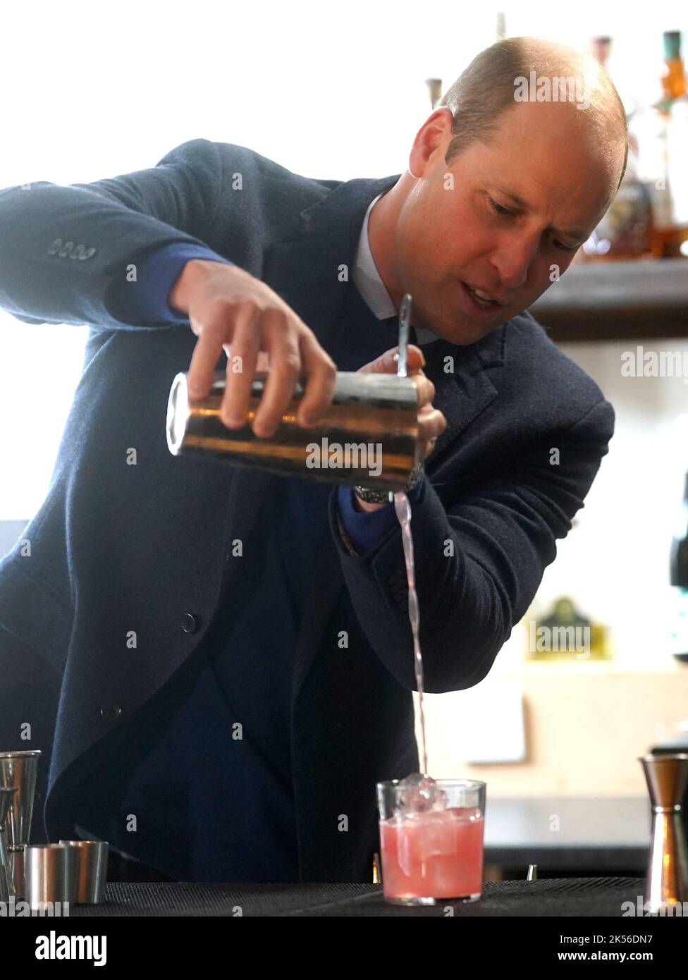 The Prince of Wales during a cocktail making competition during a visit ...