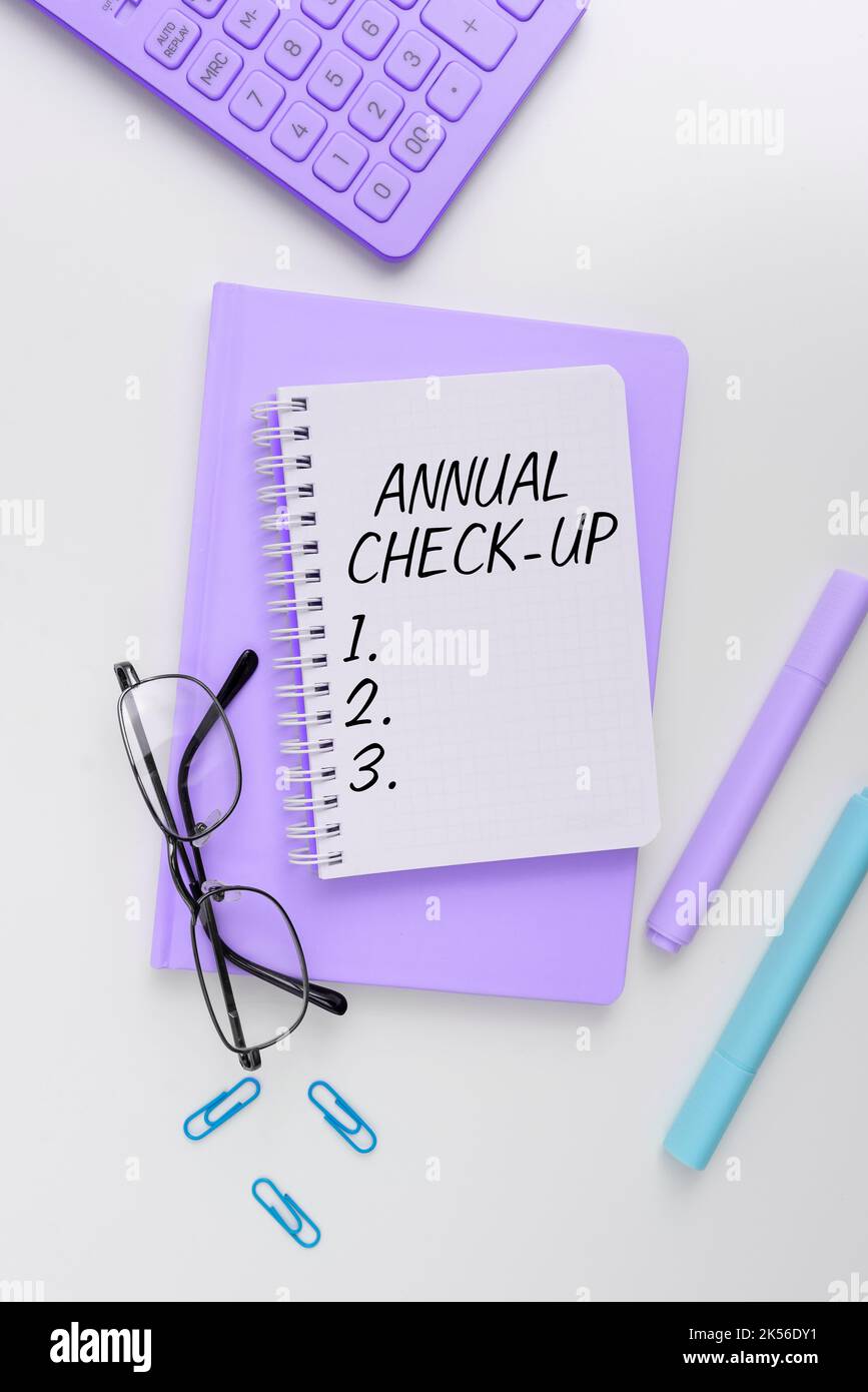 Inspiration showing sign Annual Check Up, Concept meaning yearly ...