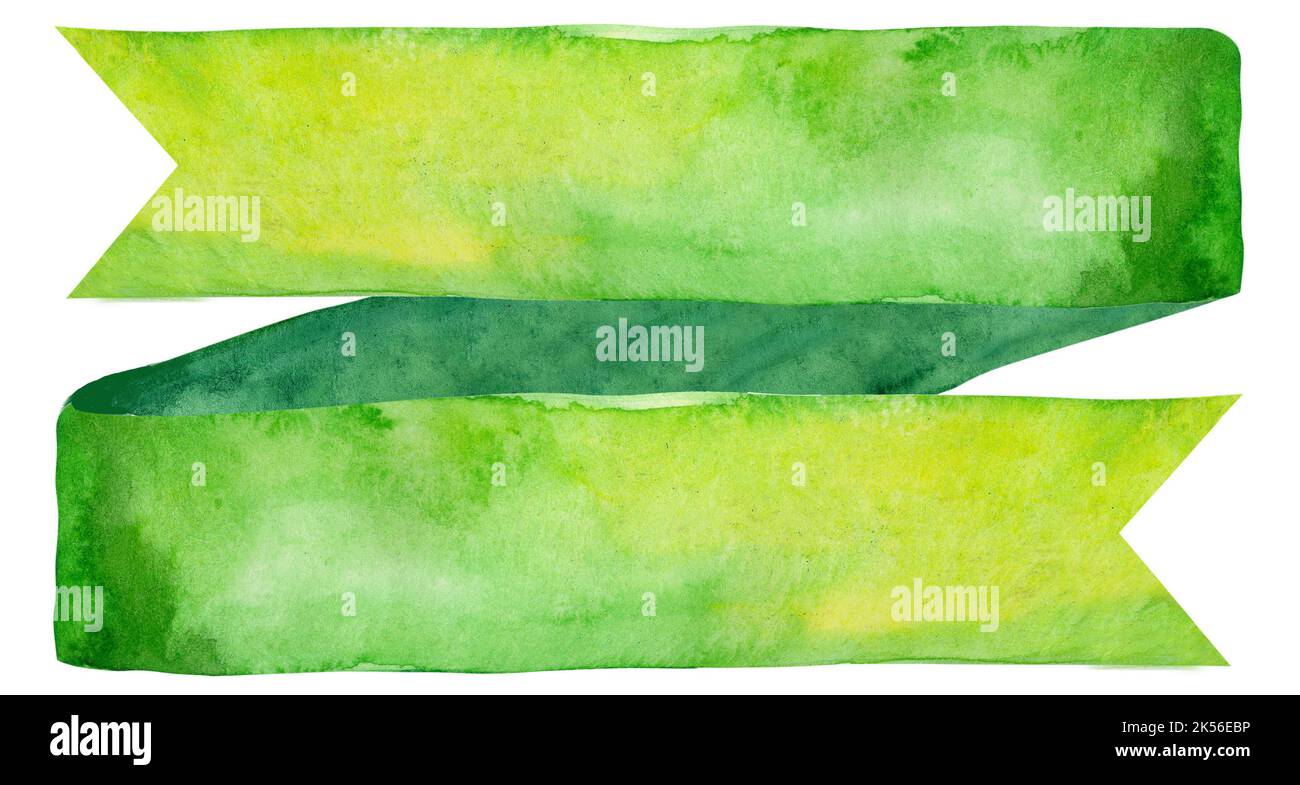 Watercolor hand drawn illustration. Waving green flag Stock Photo - Alamy