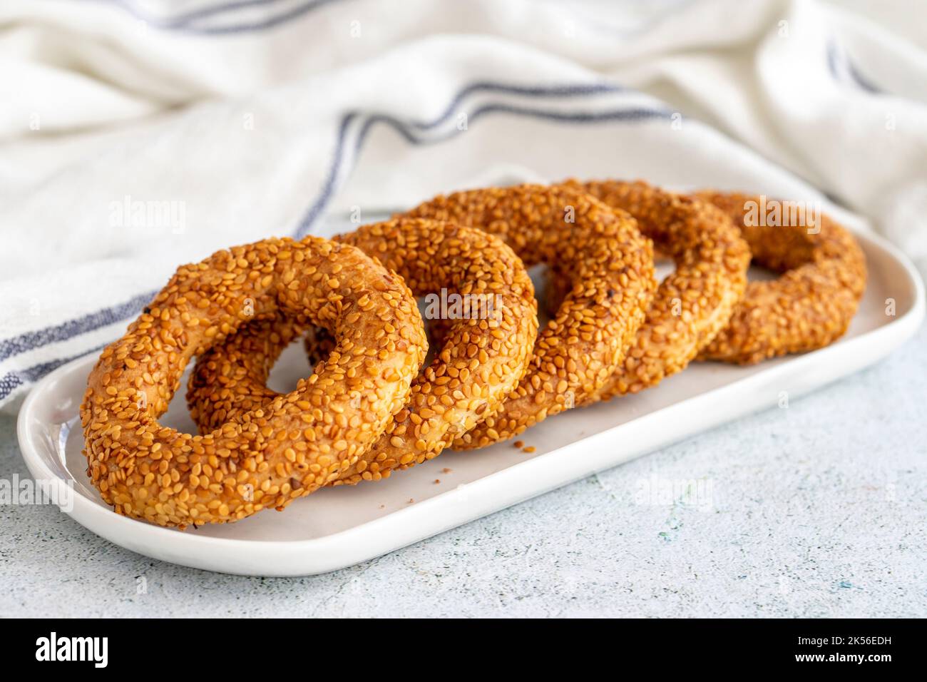 Sesame bagel on a gray background. Traditional Turkish cuisine ...