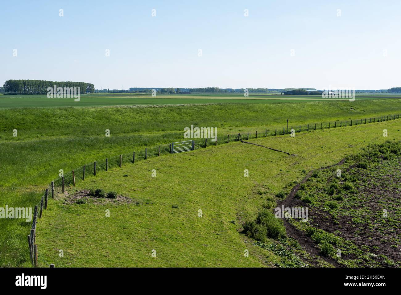 View over the agriculture fields and nature reserve of the drowned land ...