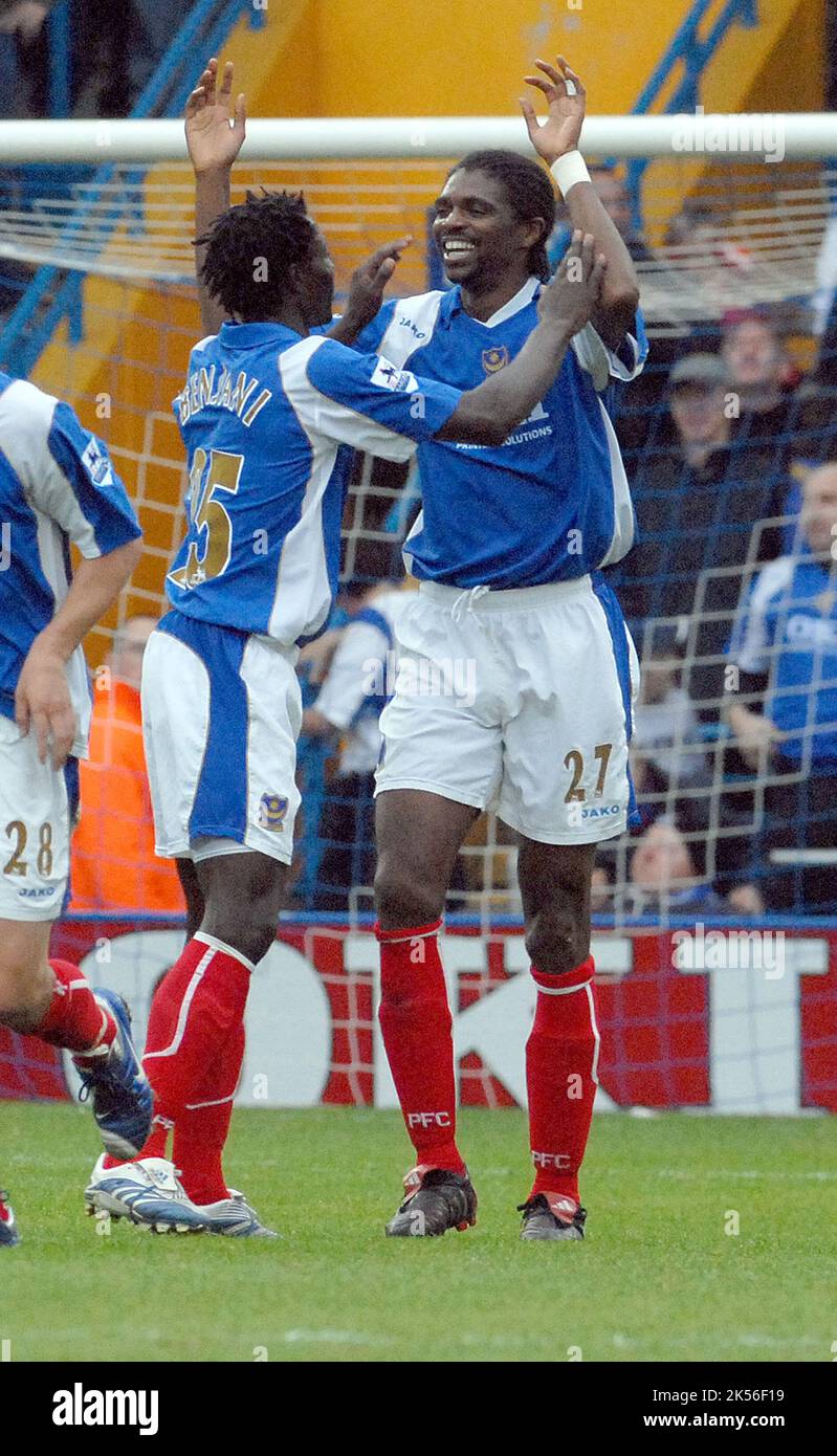 PORTSMOUTH V READING KANU CELEBRATES WITH BENJANI AFTER SCORING POMPEY ...