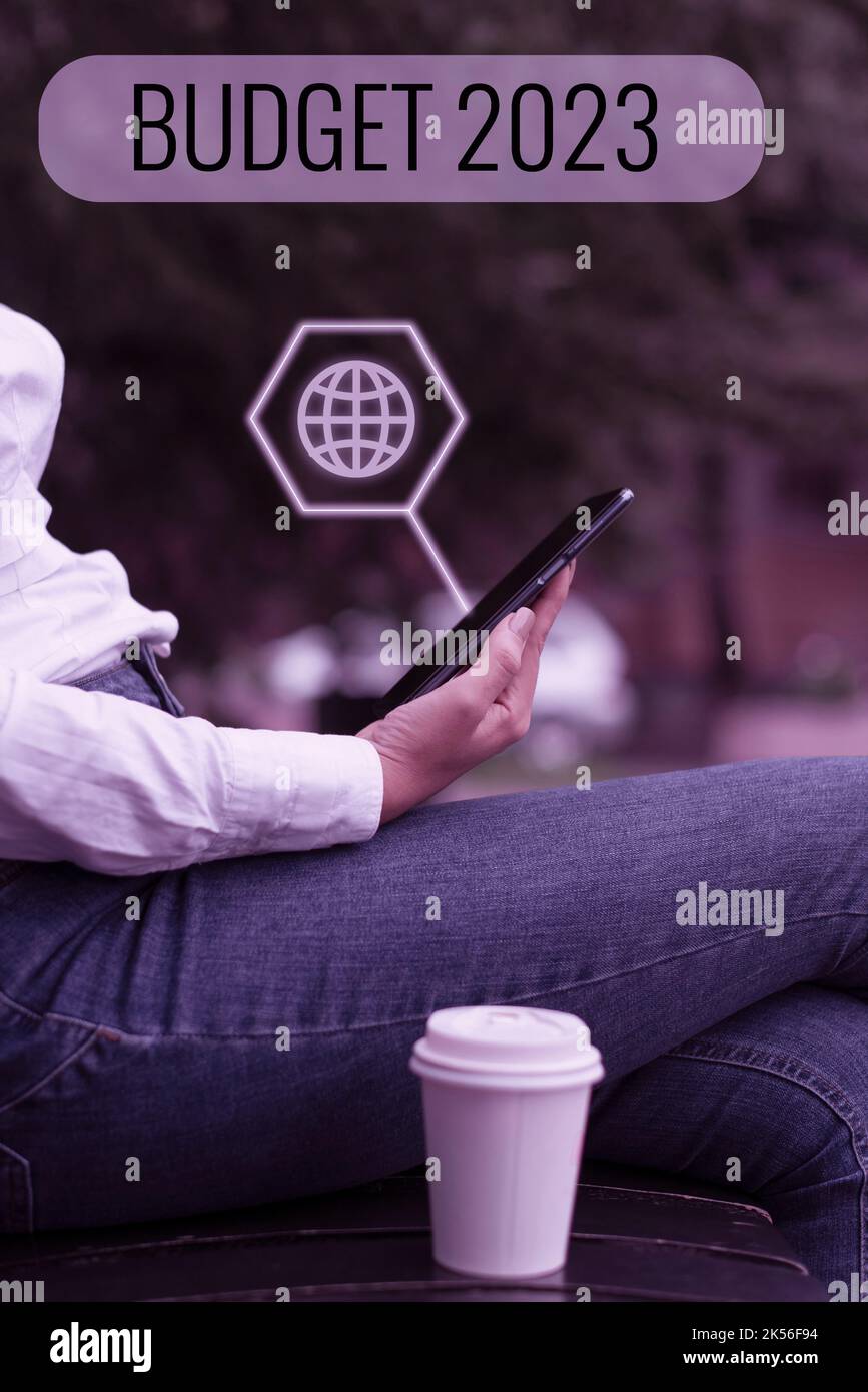 Writing displaying text Budget 2023, Word Written on estimate of income ...