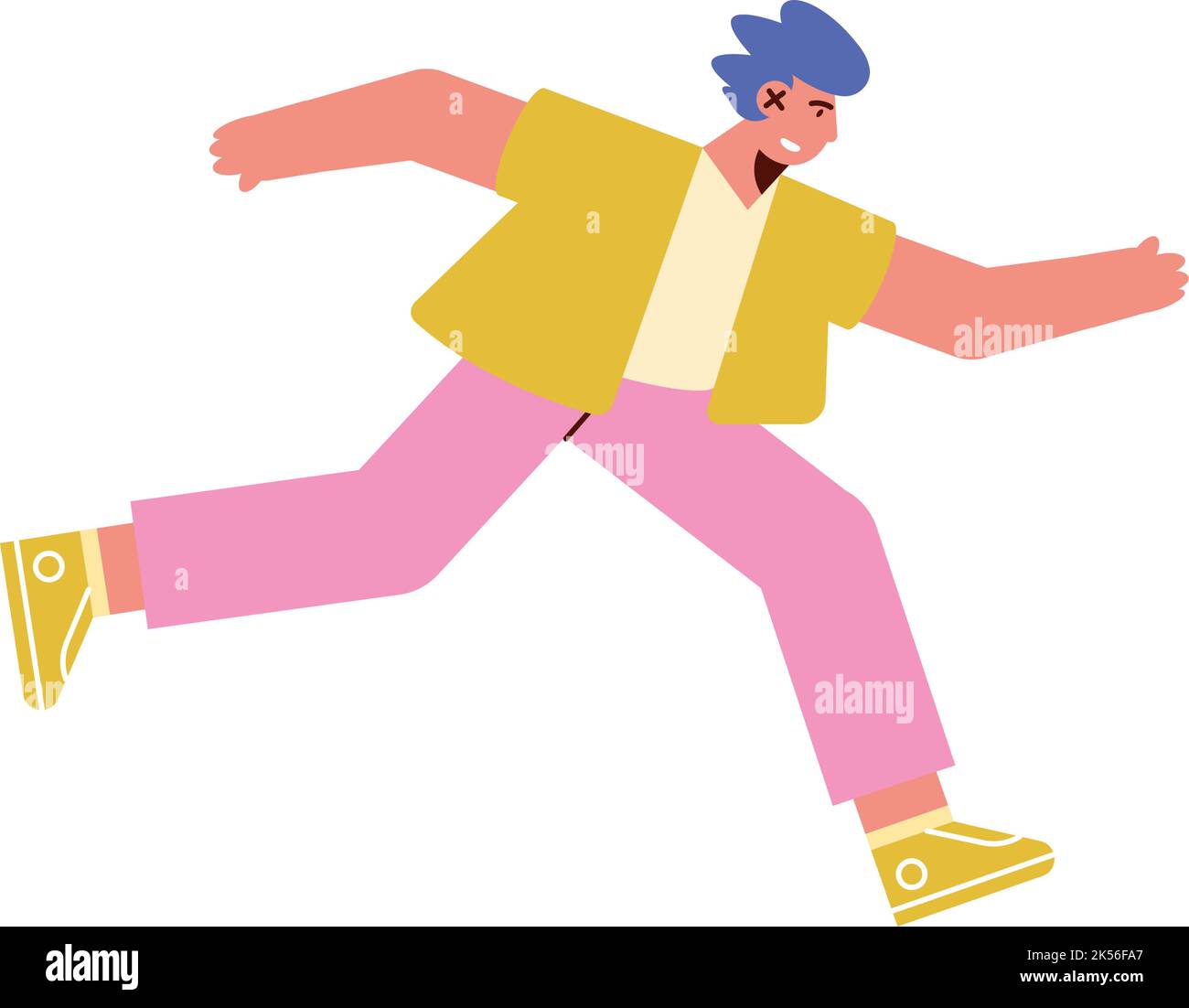 man running with blue hair character Stock Vector Image & Art - Alamy