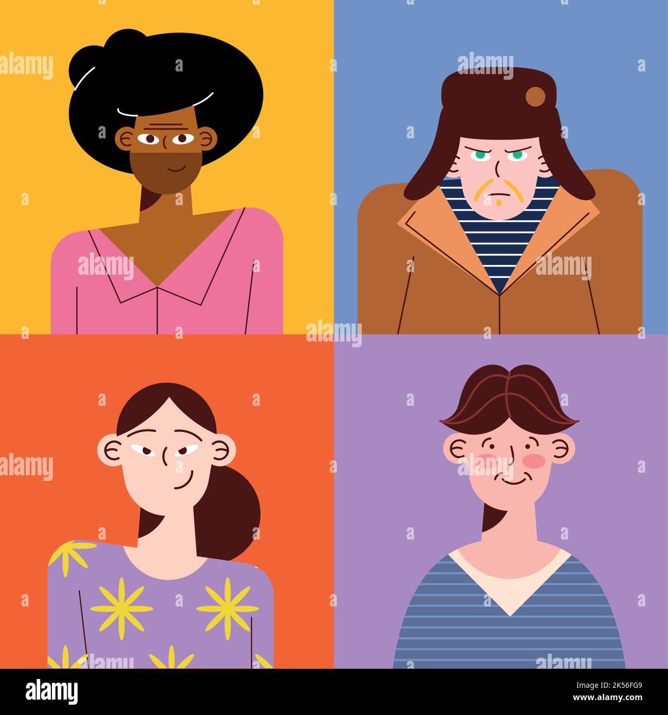Four diverse young people Stock Vector Images - Alamy