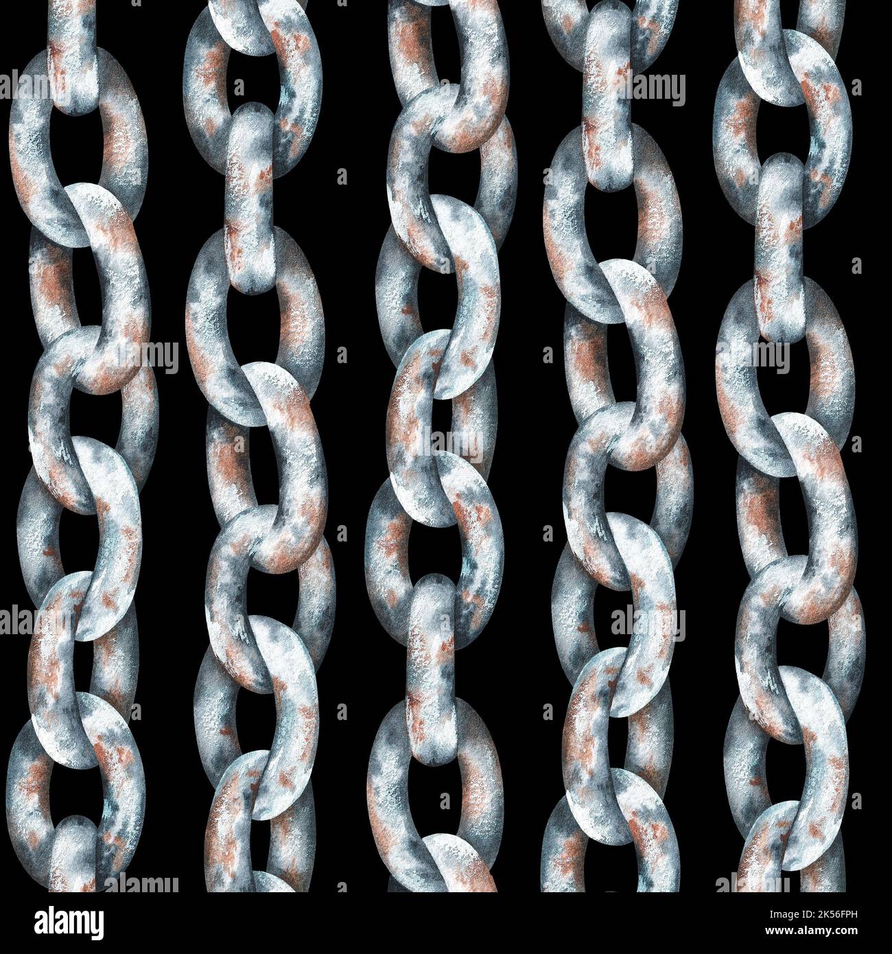 Rusty chain seamless pattern. Watercolor vintage illustration. Isolated ...