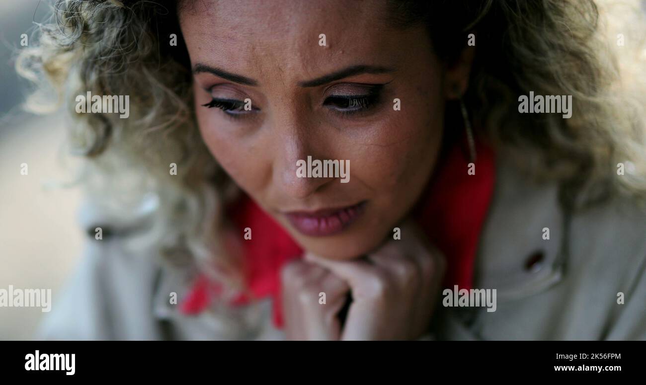 Anxious woman in terror and stress, emotional afraid person Stock Photo ...