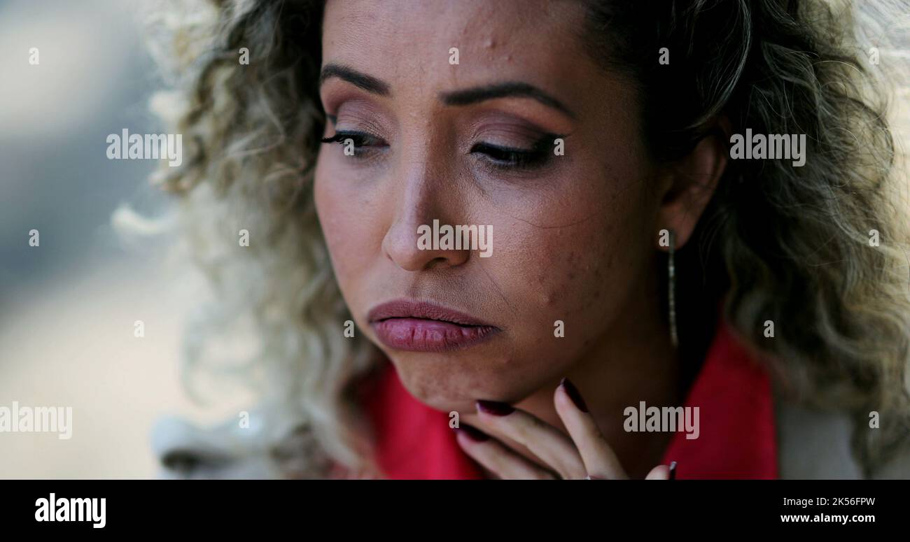 Anxious woman in terror and stress, emotional afraid person Stock Photo ...
