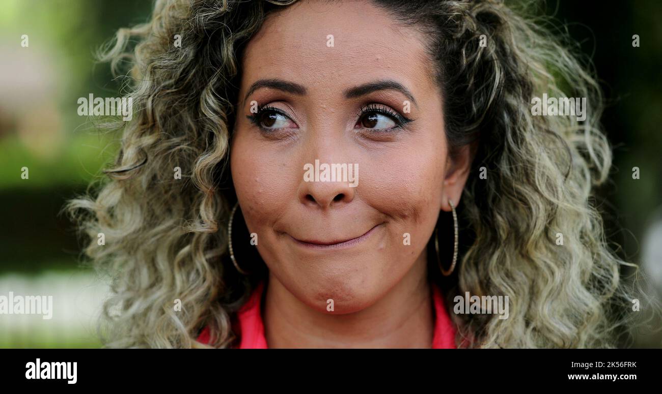 Doubtful woman thinking, uncertain person in dilemma Stock Photo - Alamy