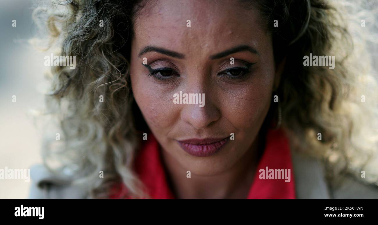 Anxious woman in terror and stress, emotional afraid person Stock Photo ...