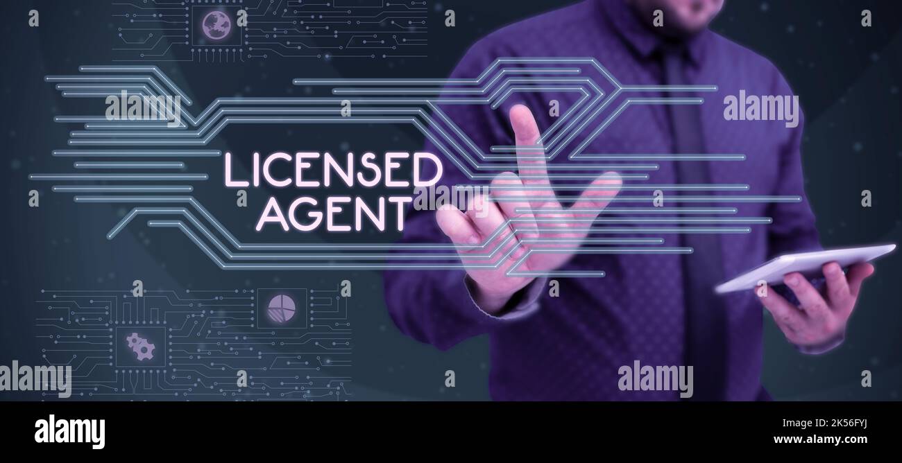 Sign displaying Licensed Agent, Business concept Authorized and ...