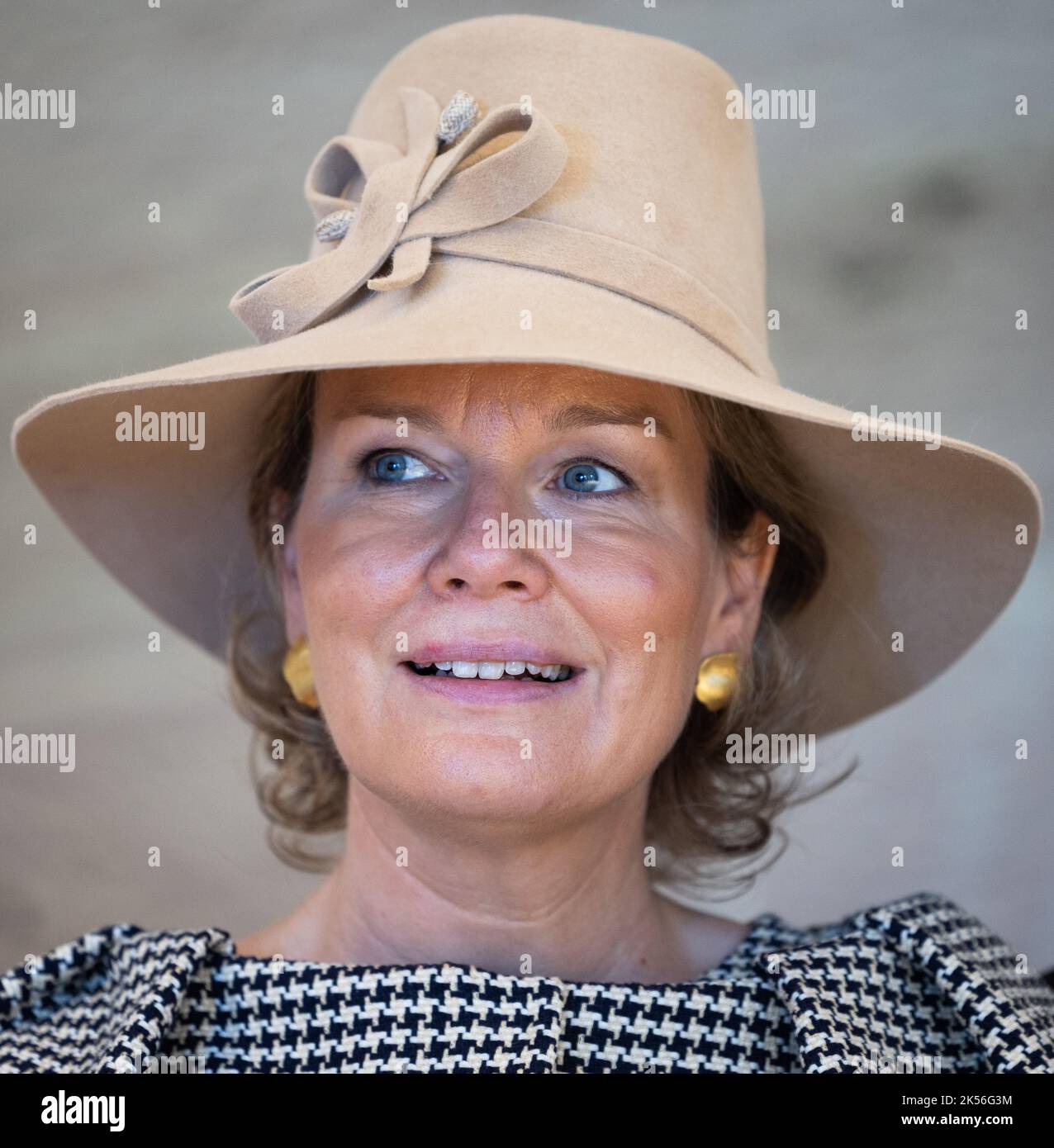 Queen Mathilde of Belgium pictured during a visit to the Ehrenbreitstein fortress in Koblenz ...