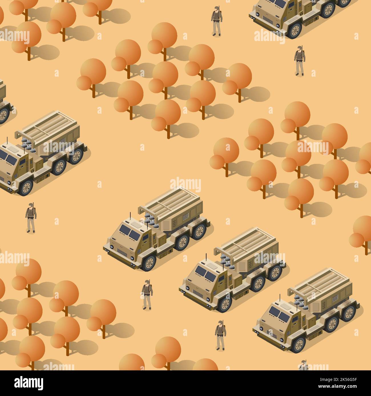 Multiple launch rocket systems army vehicles 3d vector illustration ...
