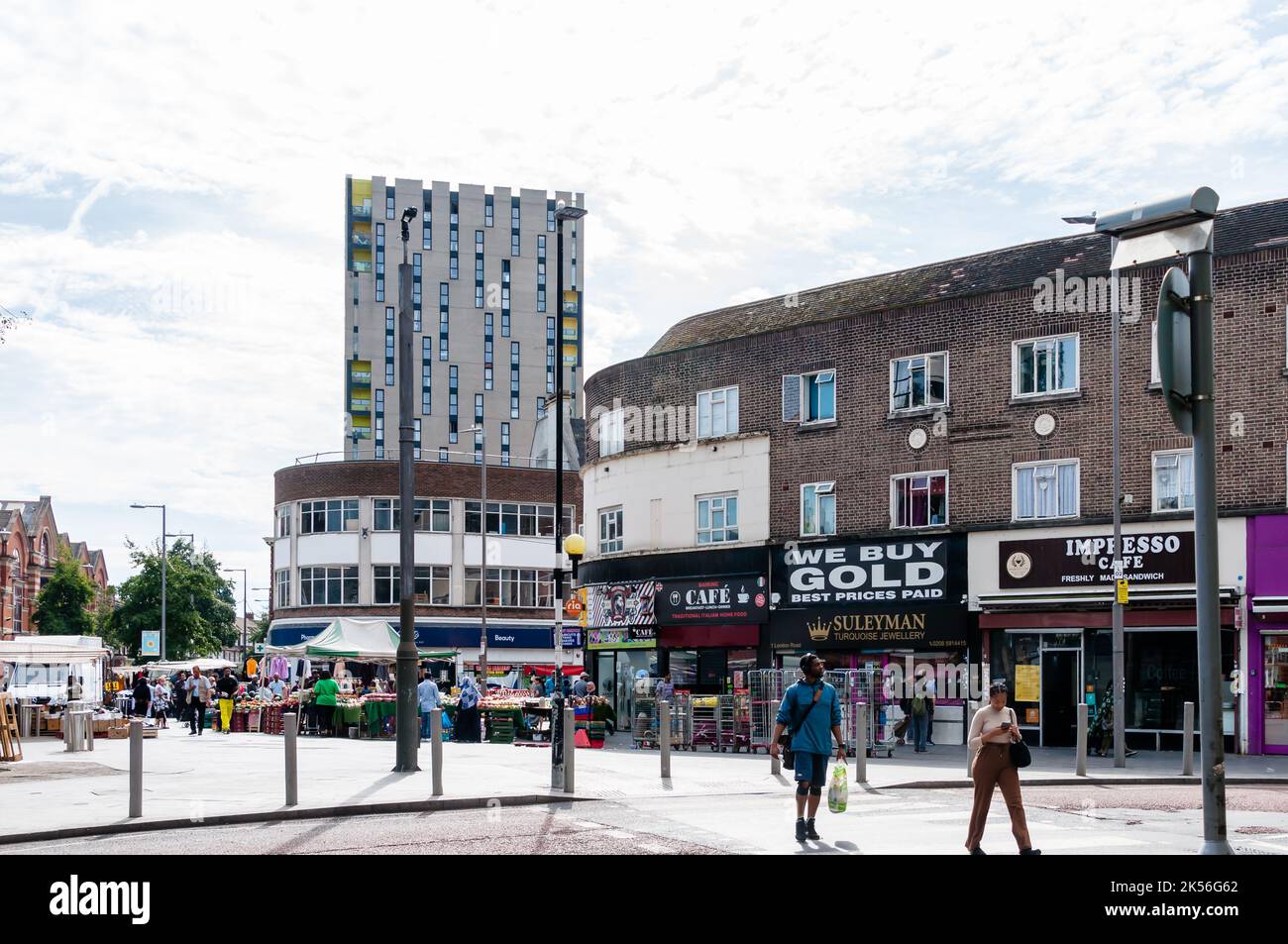 People shopping at the market, in Barking town centre, east London ...