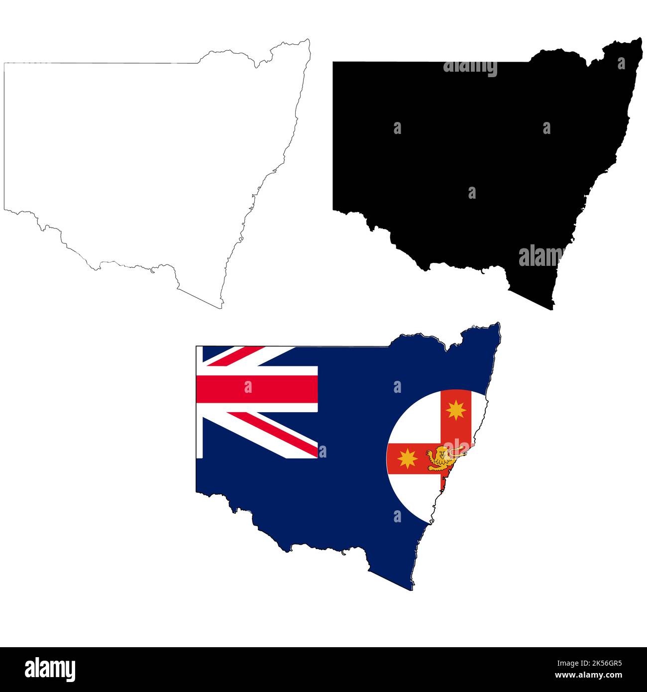Map of New South Wales with flag. Flag of New South Wales maps ...
