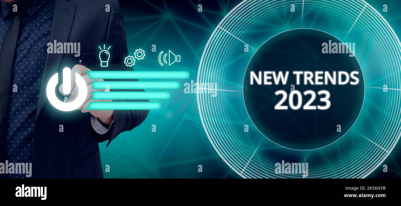 Text caption presenting New Trends 2023, Business concept general ...