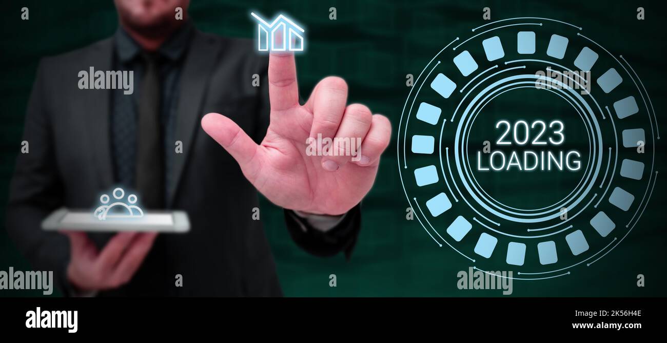 Text sign showing 2023 Loading, Word Written on Advertising the ... Text sign showing 2023 Loading, Word Written on Advertising the ...
