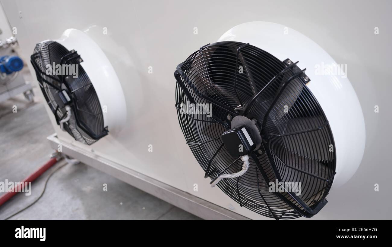 Industrial fans for large air conditioner in production room Stock ...