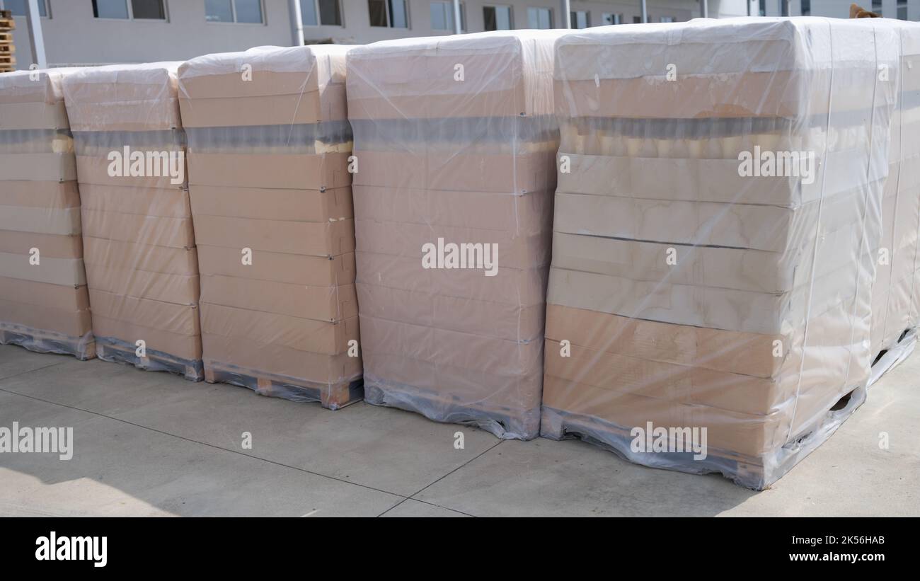 Storage and transportation in food industry closeup Stock Photo - Alamy