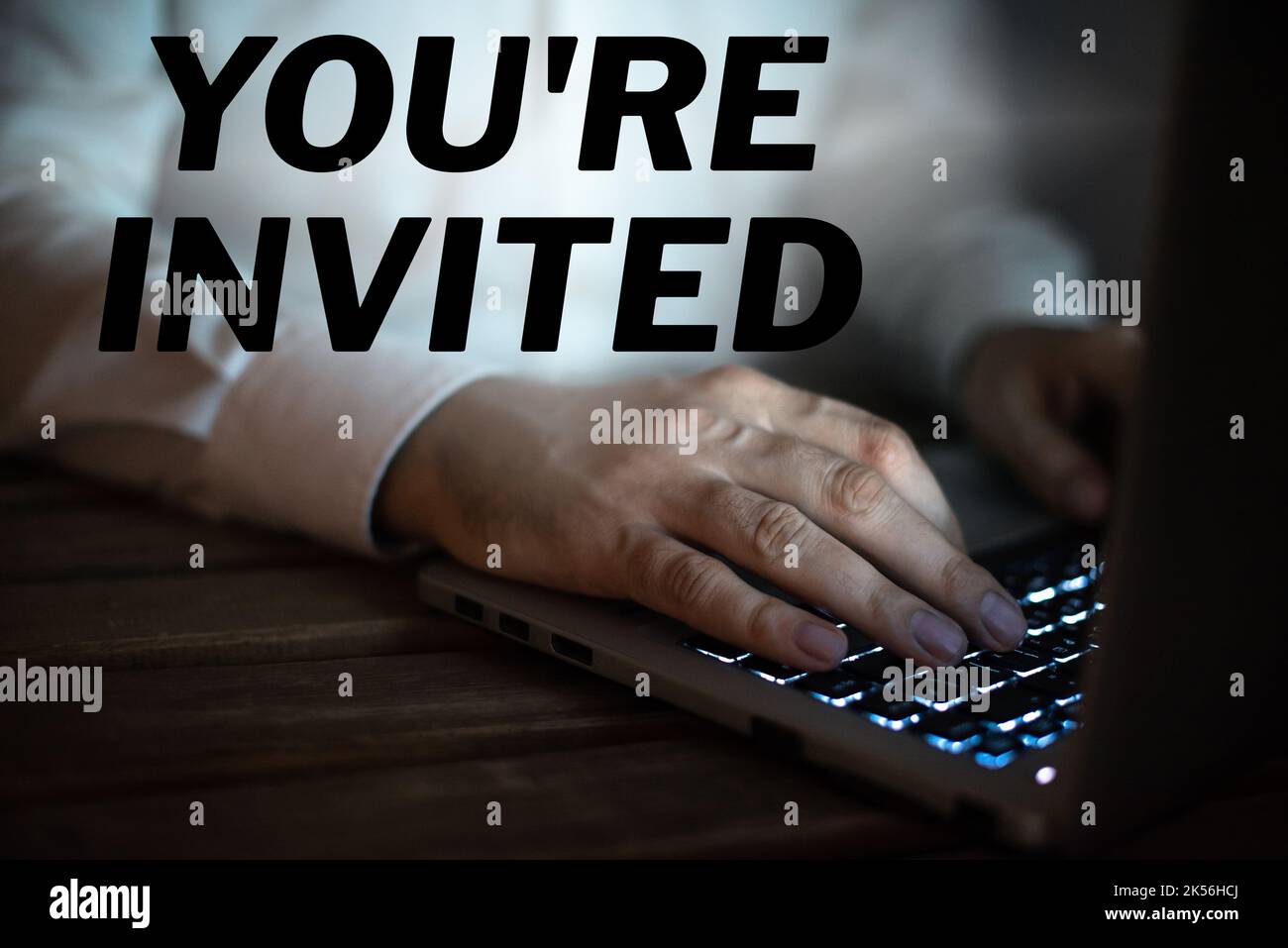 Text caption presenting You'Re Invited, Conceptual photo Please join us ...