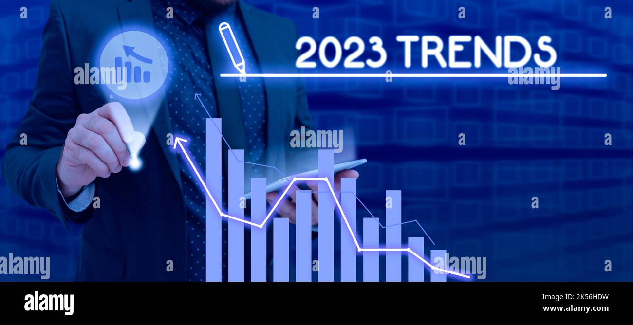 Sign displaying 2023 Trends, Business overview things that is famous ...