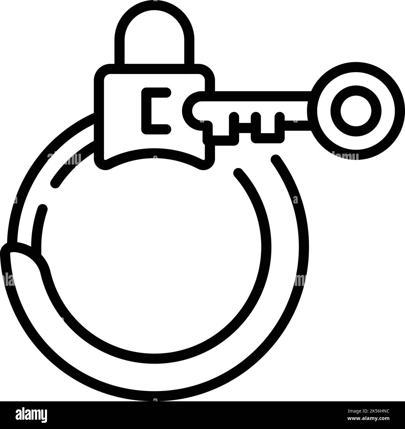 Handcuff key lock icon outline vector. Hand jail. Arrest criminal Stock ...