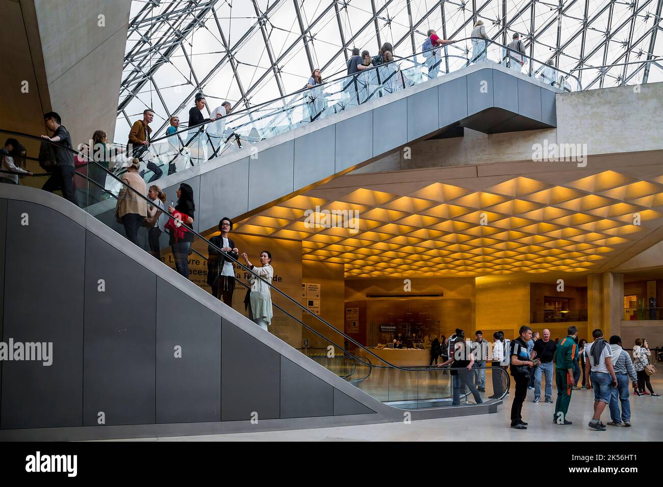 PARIS, FRANCE - MAY 13, 2015: The Great Pyramid is the central entrance ...