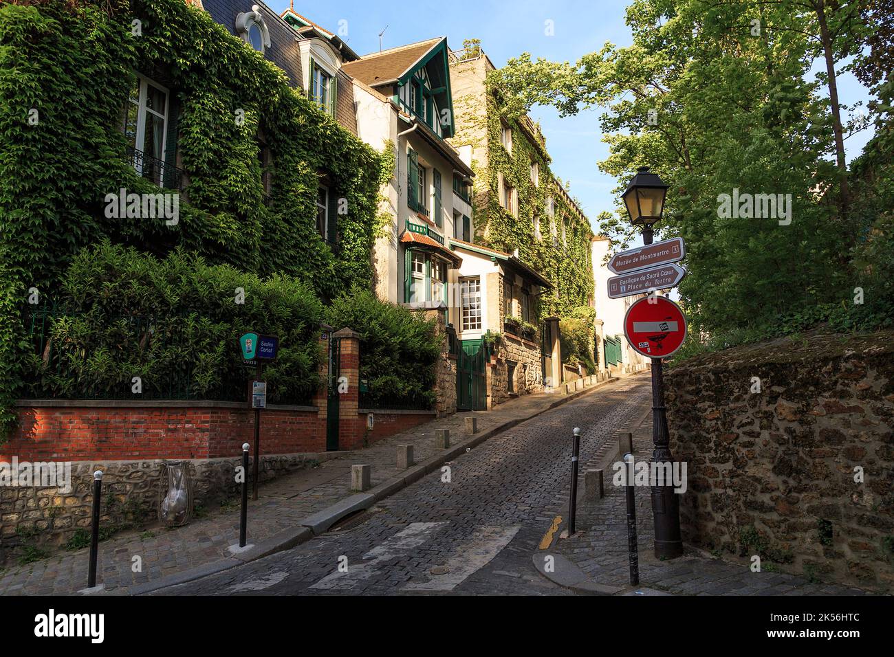 PARIS, FRANCE - MAY 12, 2015: Rue Cortot is one of the oldest and most ...