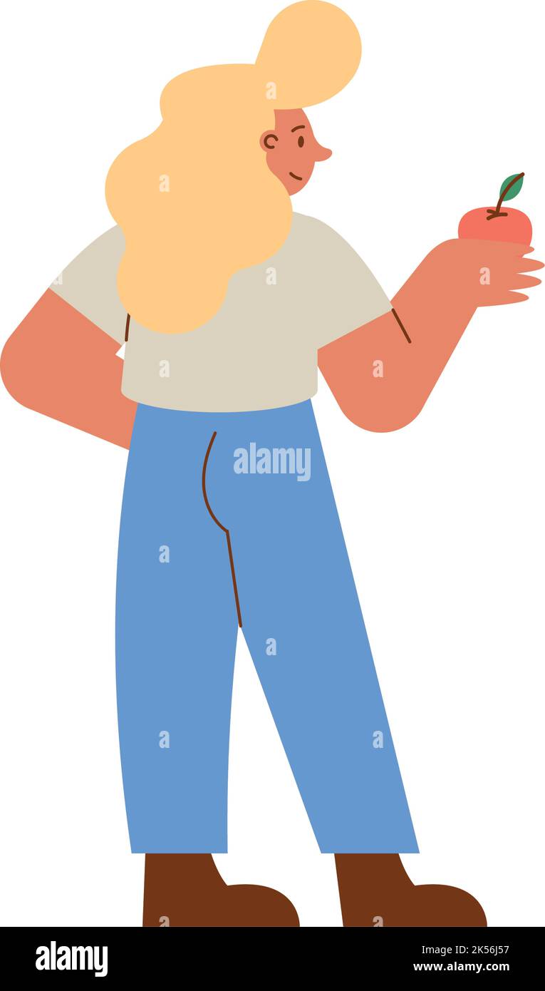 woman with apple fruit character Stock Vector Image & Art - Alamy