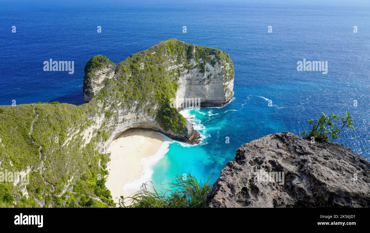 a hidden photo spot area on the klingking beach of Nusa Penida Bali, a ...