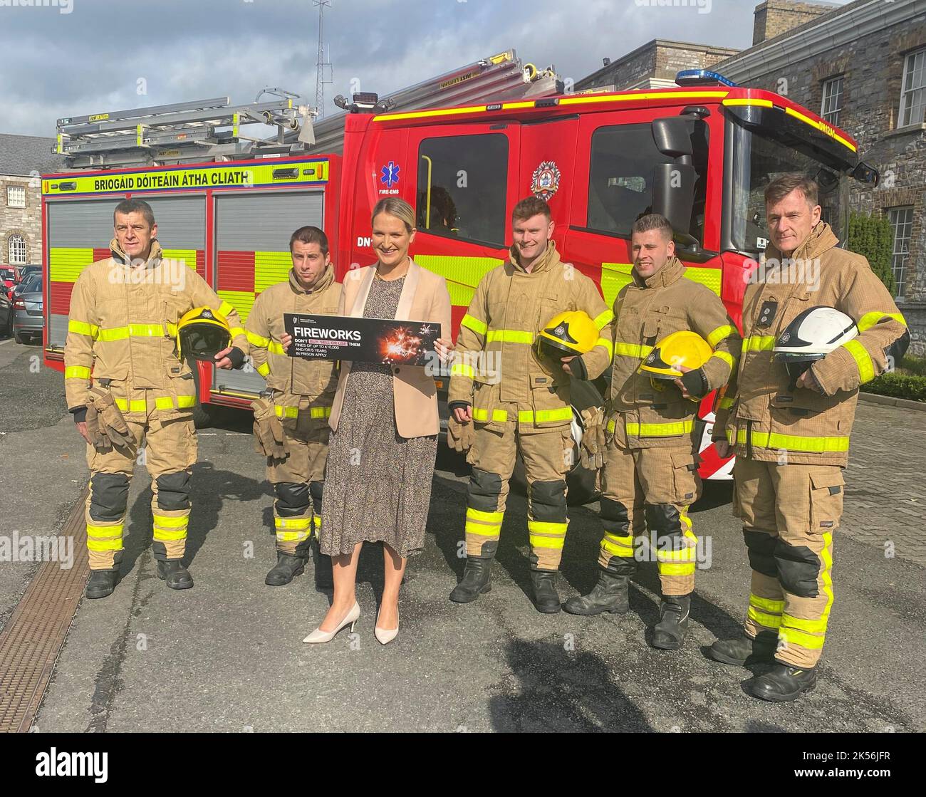 Minister for Justice Helen McEntee with members of the Dublin Fire ...