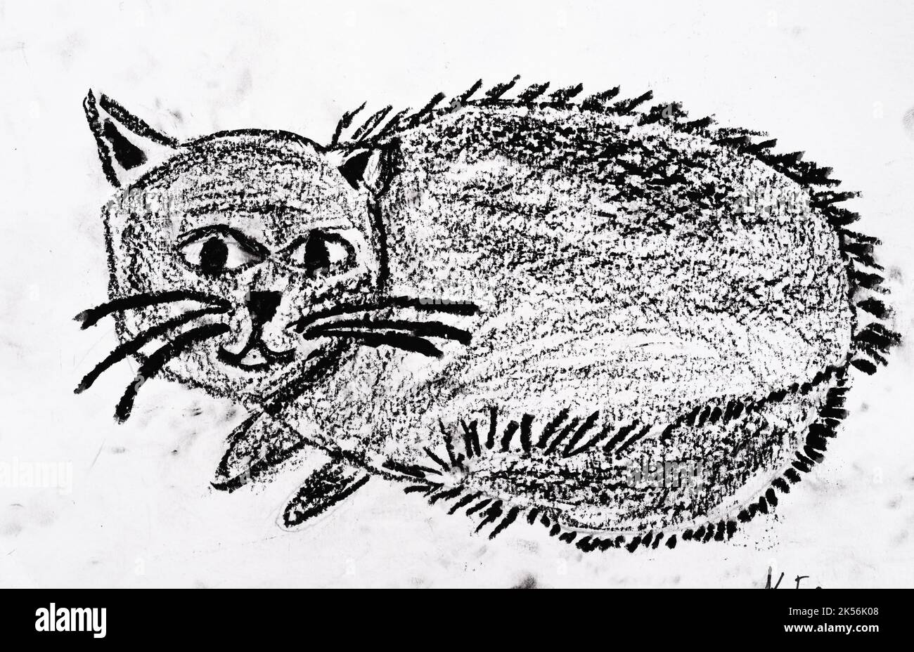 kids art scared cat creative illustration artistic Stock Photo - Alamy