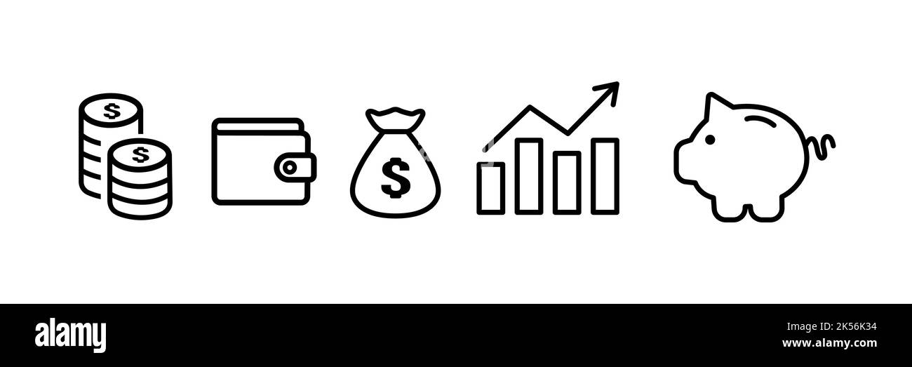 Business and finance web icon set - outline icon collection, vector ...