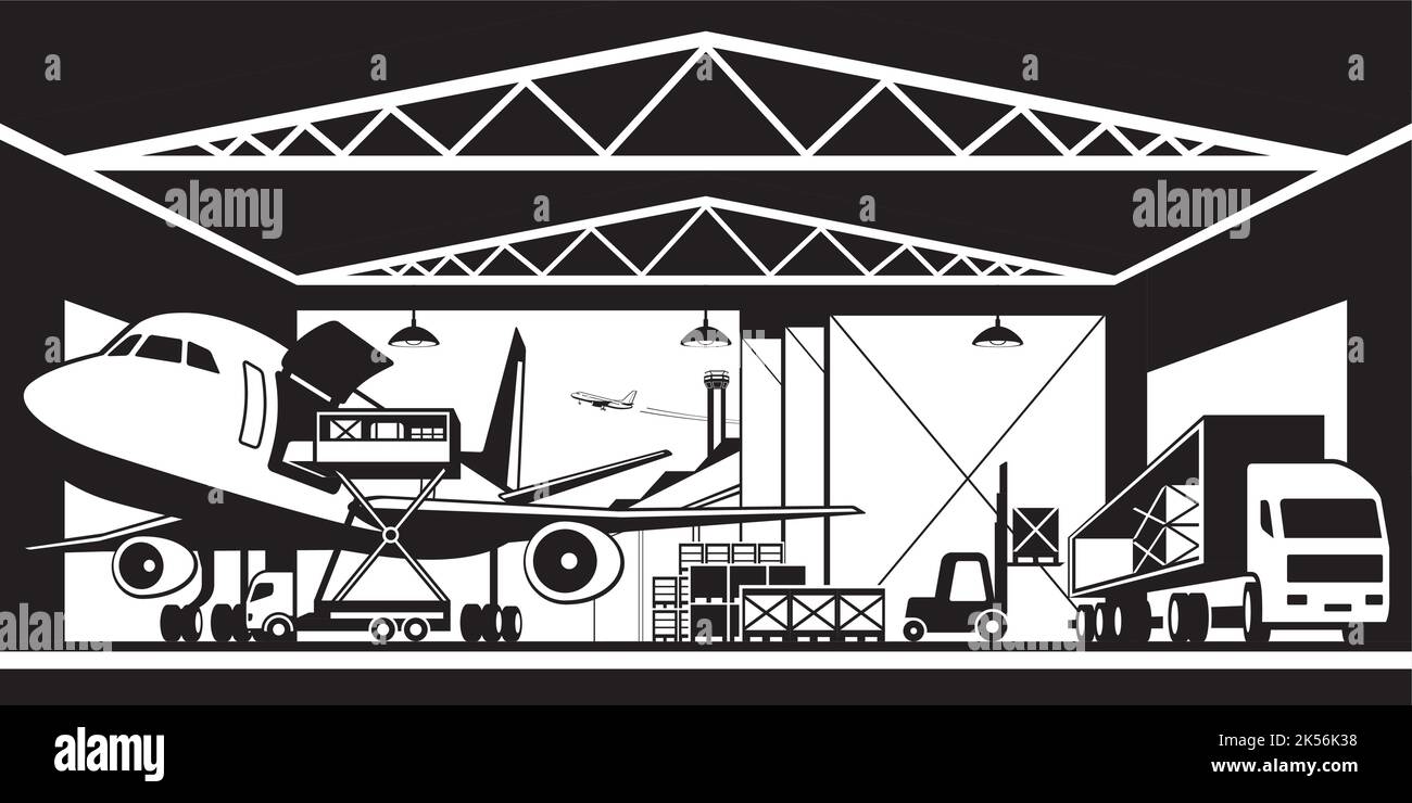 Cargo terminal building at airport - vector illustration Stock Vector ...