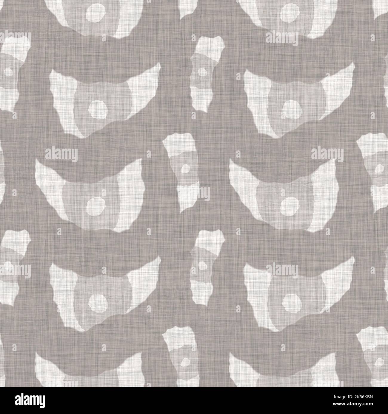 French grey doodle motif linen seamless pattern. Tonal country cottage ...